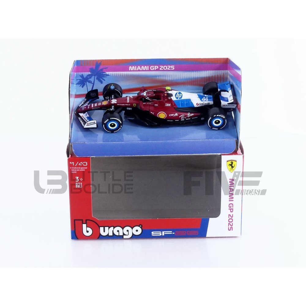 36853-H44-Miami – BBURAGO 1/43 - FERRARI SF-25 - Miami GP 2025 (L ...